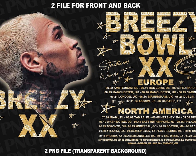 Chris Brown Breezy Bowl XX Tour 2025 Tshirt PNG Design, Bootleg Tee ...
