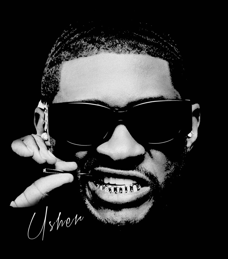 Usher Graphic T-shirt Design PNG DTF Poster PNG Printable Bootleg Tee ...