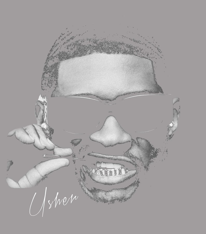 Usher Graphic T-shirt Design PNG DTF Poster PNG Printable Bootleg Tee ...