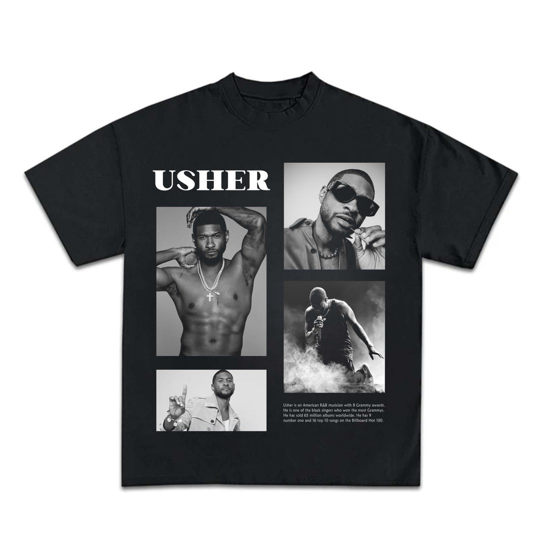 USHER Graphic T-shirt Design PNG Poster PNG Printable Bootleg Tee Shirt ...