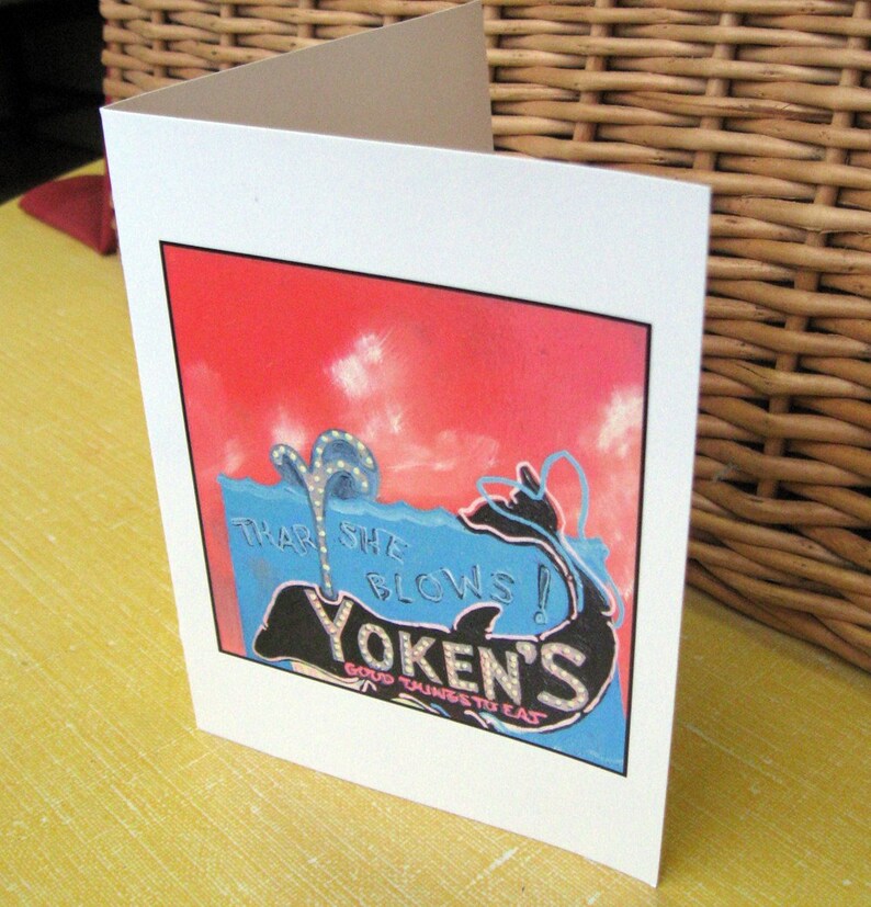 Yoken's Restaurant Greeting Card - Blank Card - New Hampshire - Whale ...