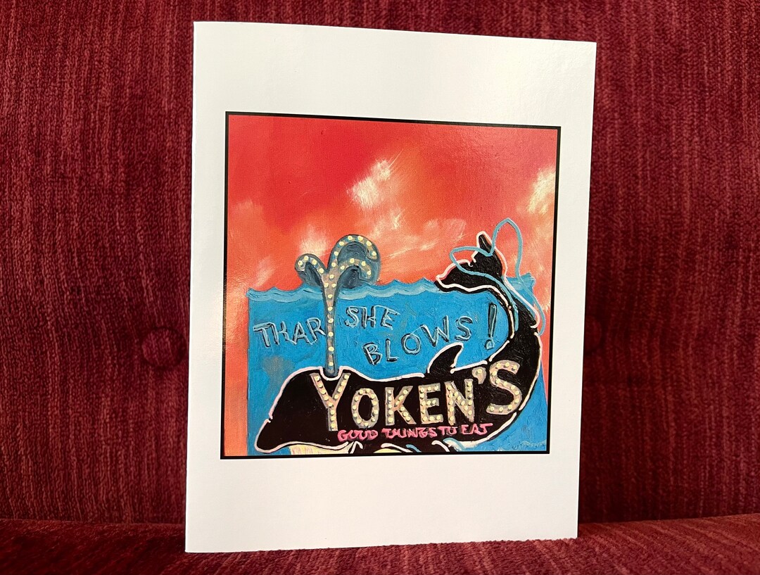 Yoken's Restaurant Greeting Card Blank Card New Hampshire Whale RETRO ...