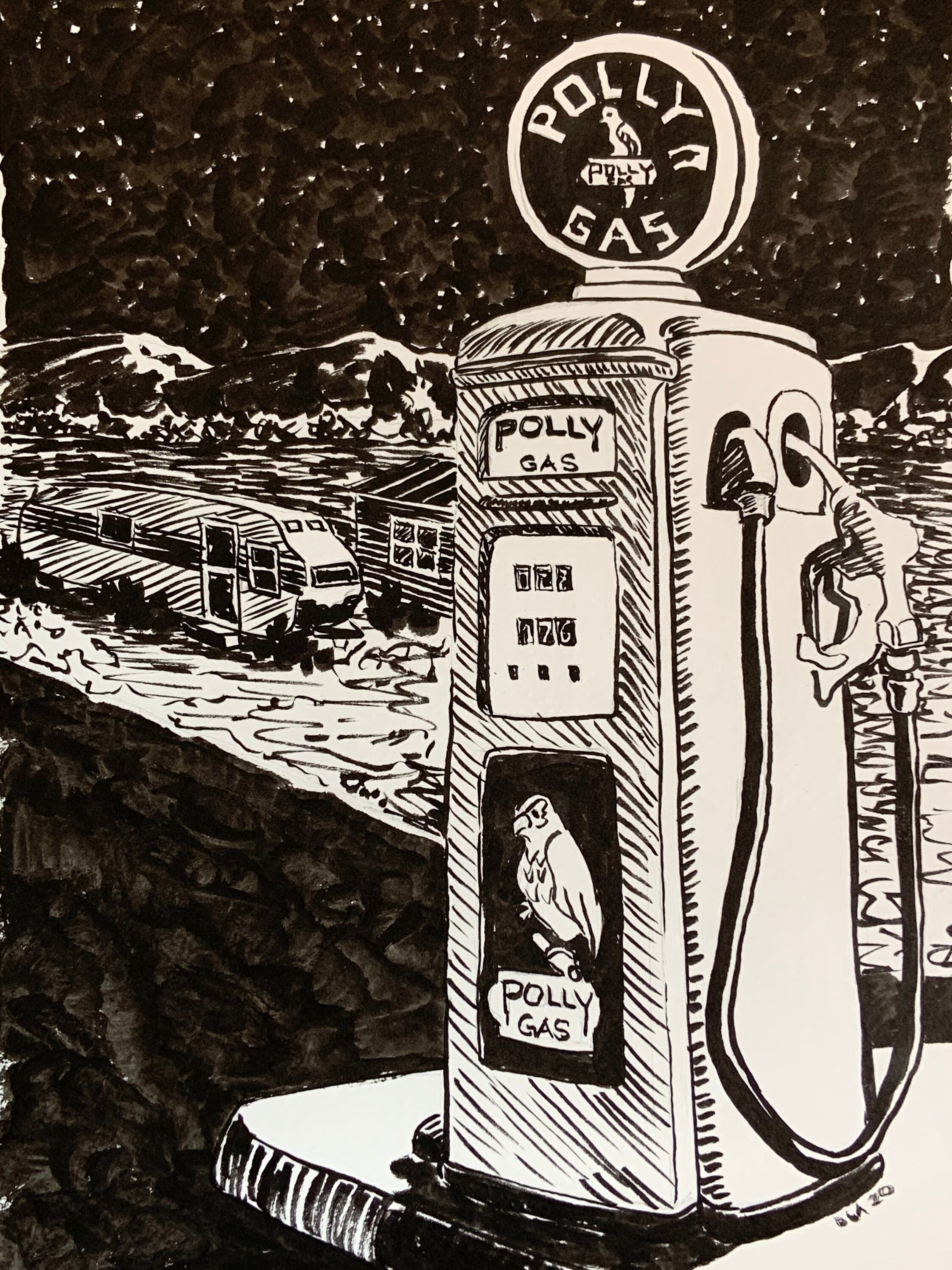 Vintage Gas Pump Drawing