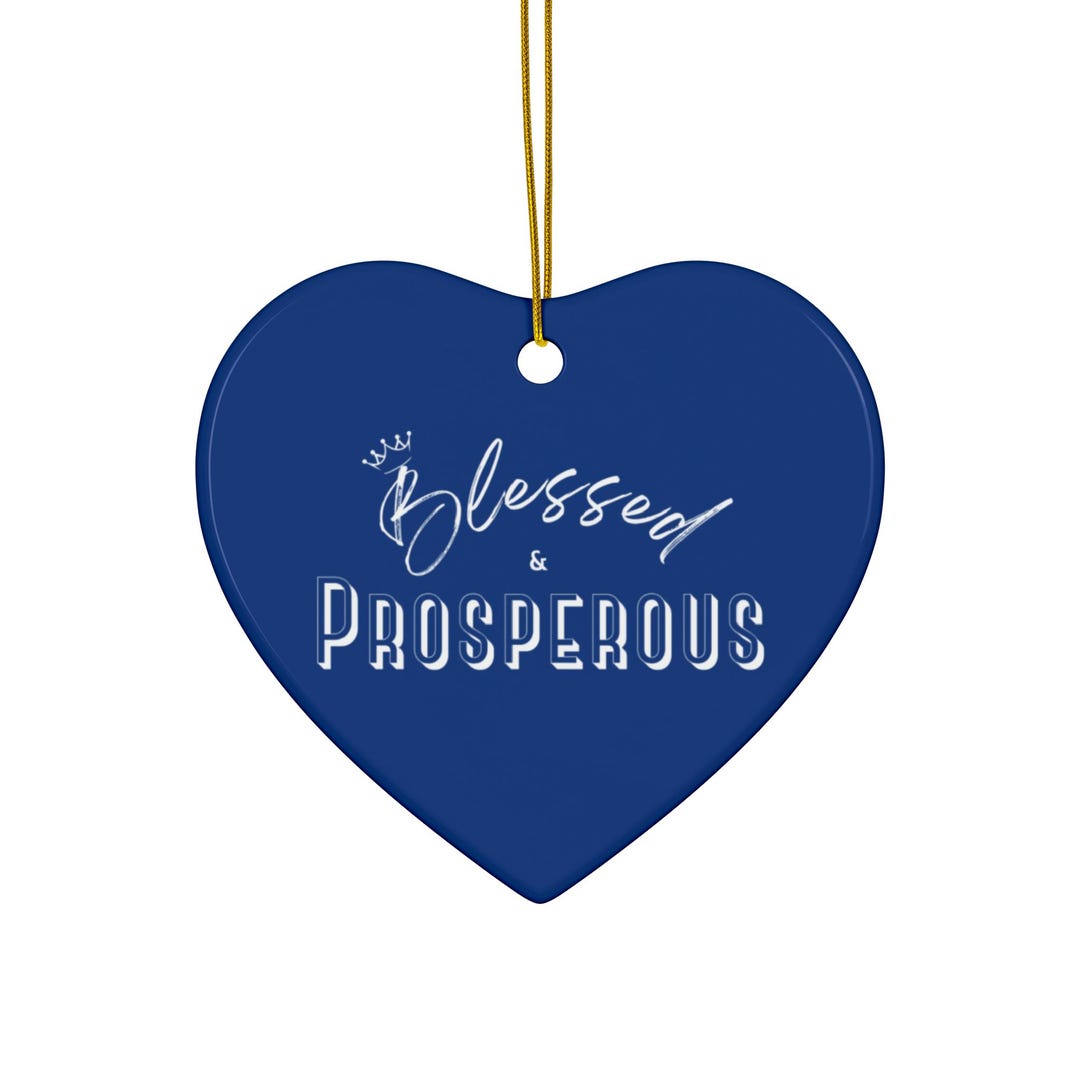 Blue Heart-shaped Ceramic Ornament, Ceramic Blessed & Prosperous Heart ...