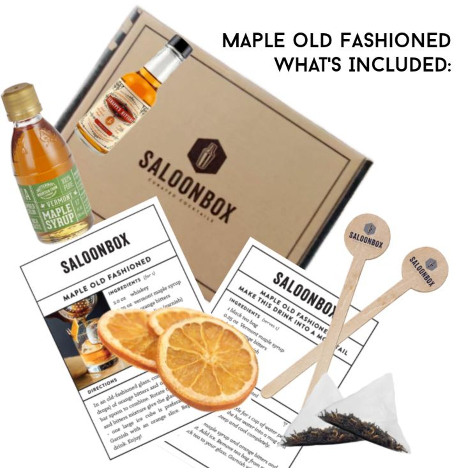 Maple Old Fashioned Cocktail Kit Gift Box, DIY, Recipe and Ingredients ...