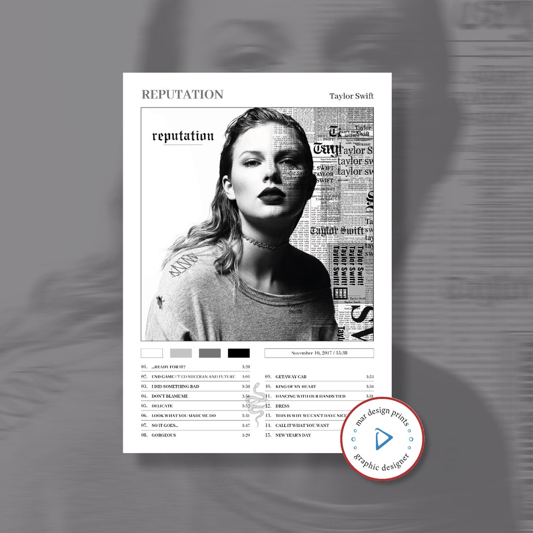 Reputation Album Cover Poster / Taylor Swift / Minimalist Music Posters ...