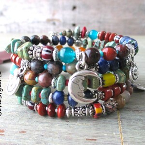 Boho Colorful Vibes, Boho Style Me Bohemian Stack Bracelet, Memory Wire Bracelet, Boho Style Me ...