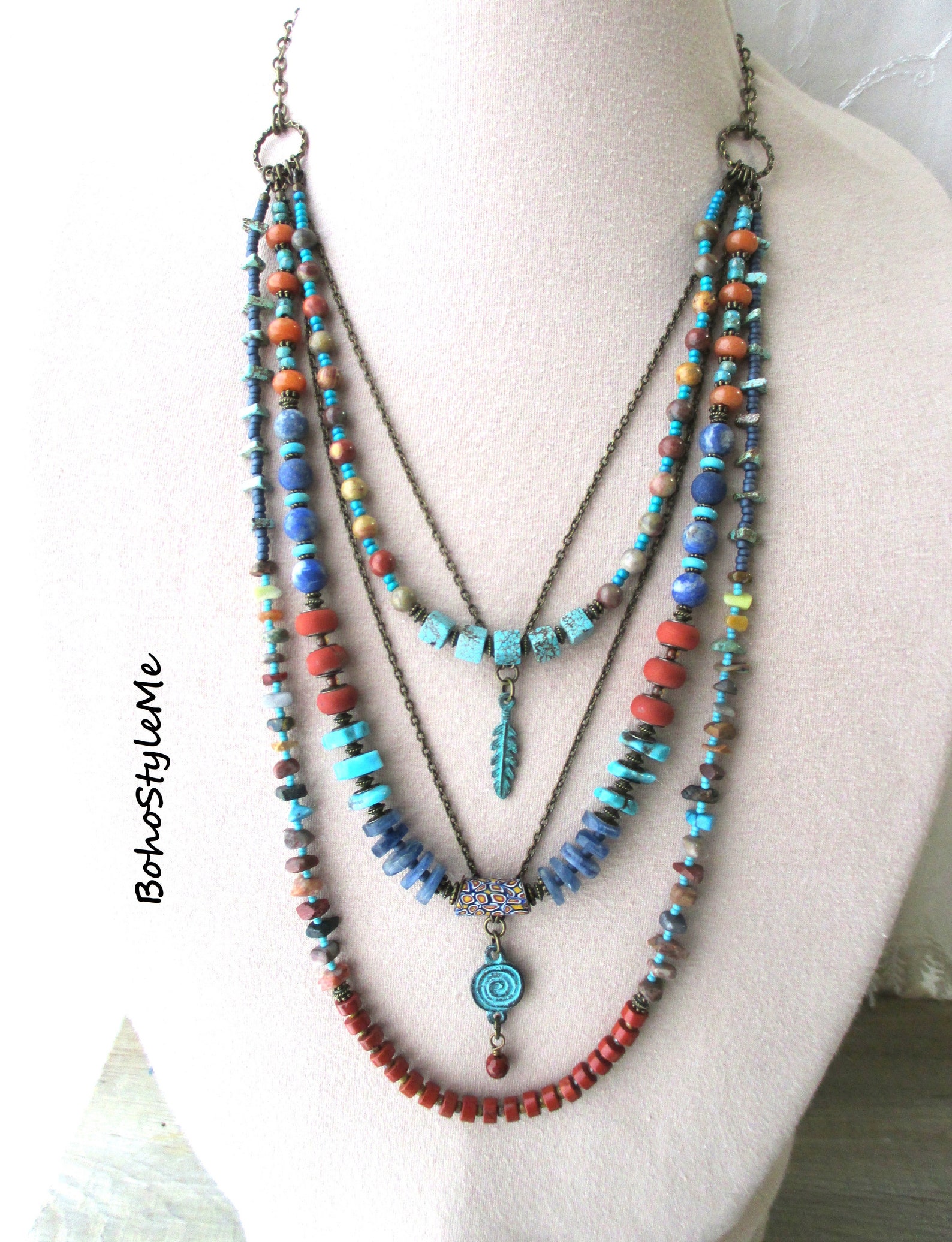 Santa Fe Vibes, Boho Style Me Rustic Turquoise Gemstone Beaded Layering ...