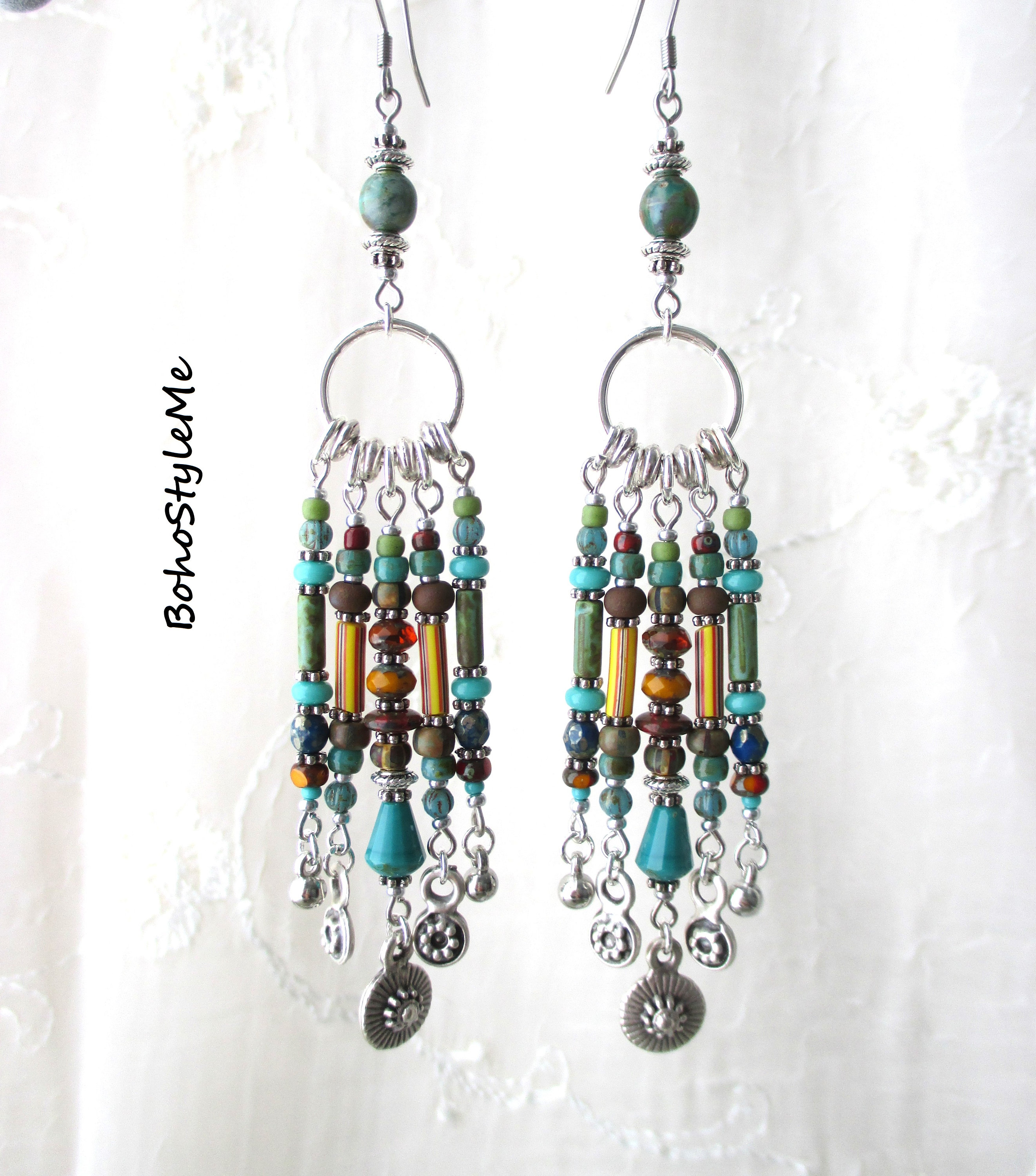 Free Spirit, Boho Style Me Long Colorful Beaded Bohemian Earrings, Boho ...