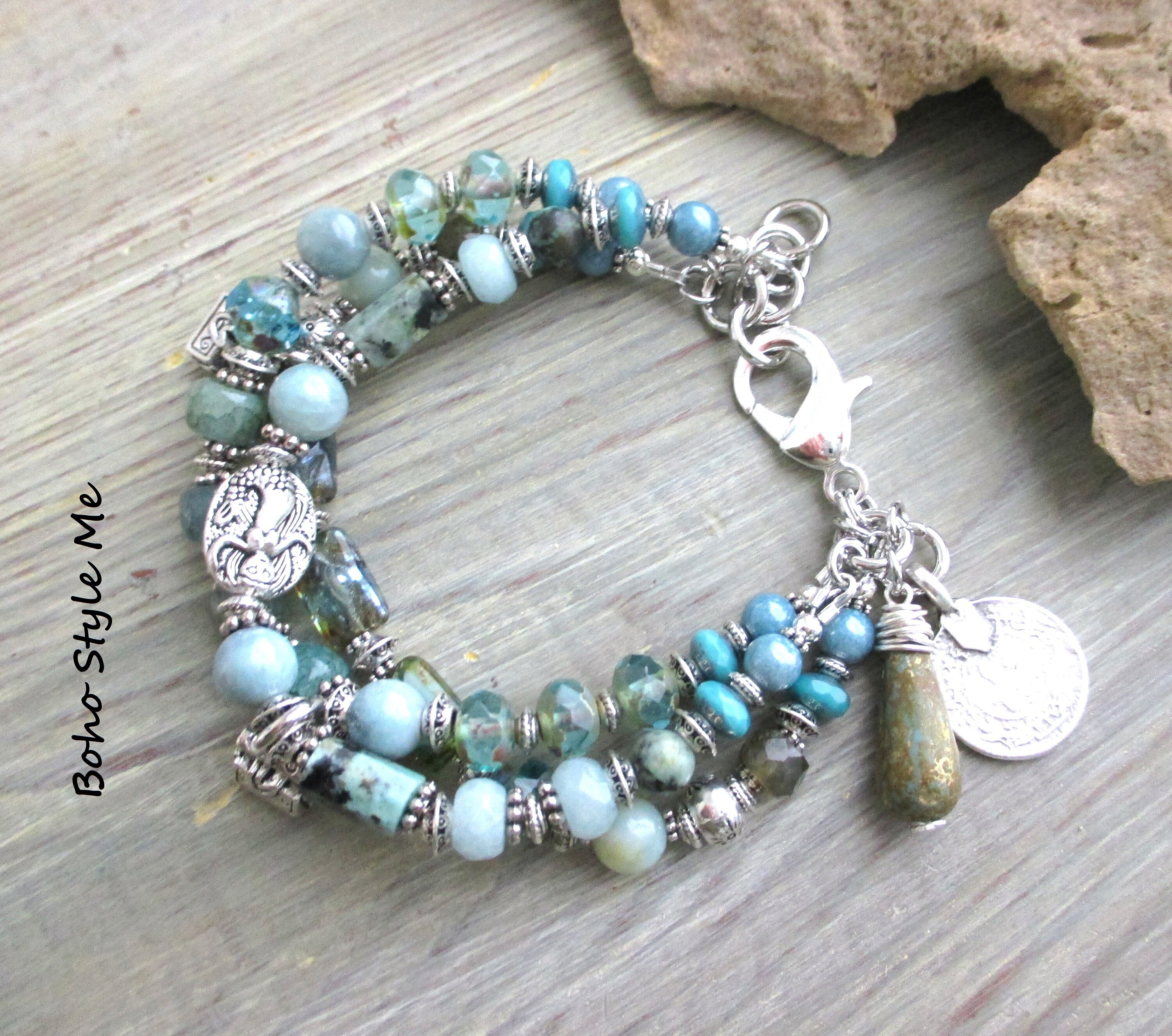 Ocean Treasures, Boho Style Me Ocean Colors Beaded Layer Bracelet ...
