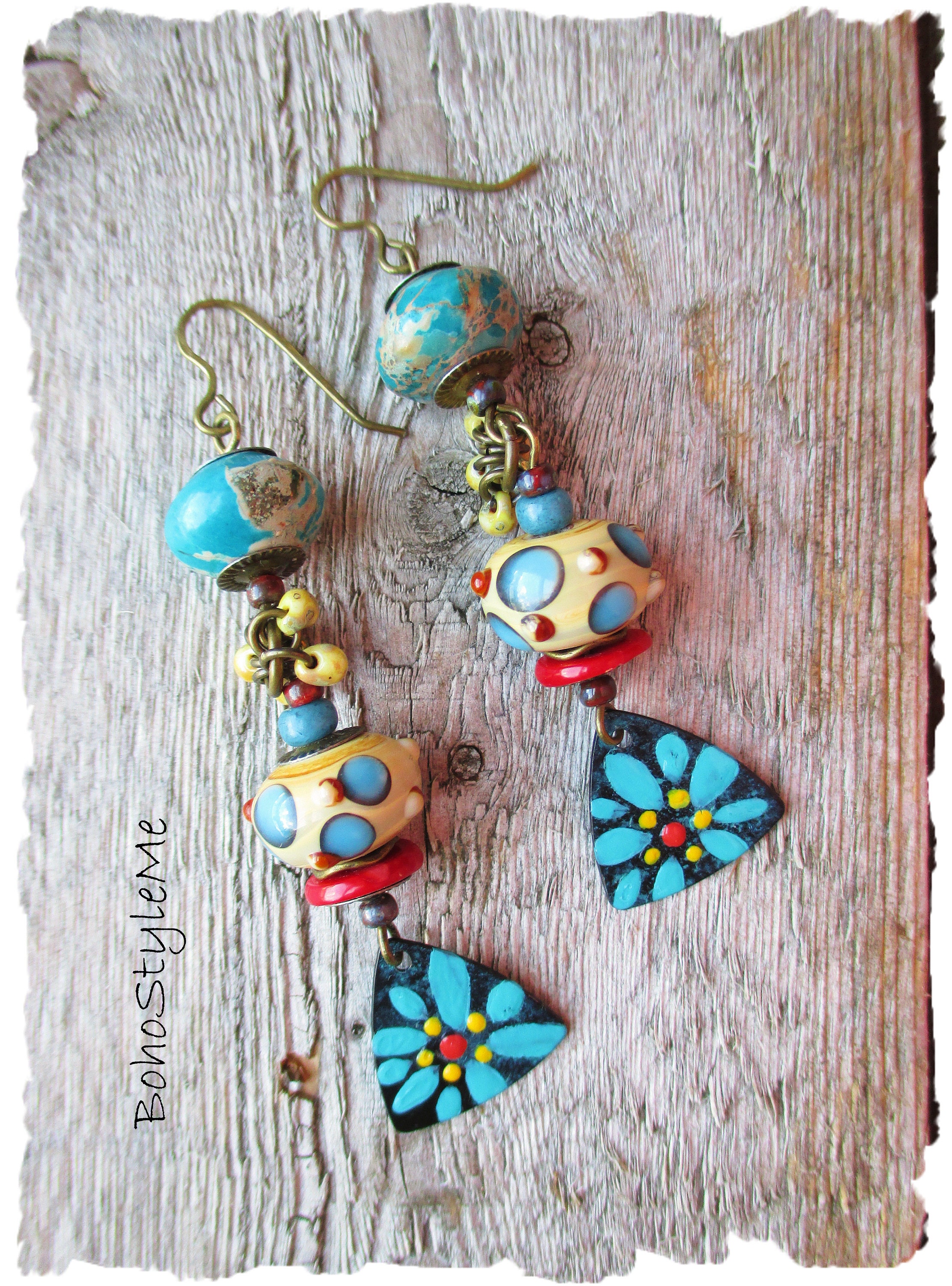 Colorful Boho Earrings Handmade Bohemian Earrings Bohostyleme Long