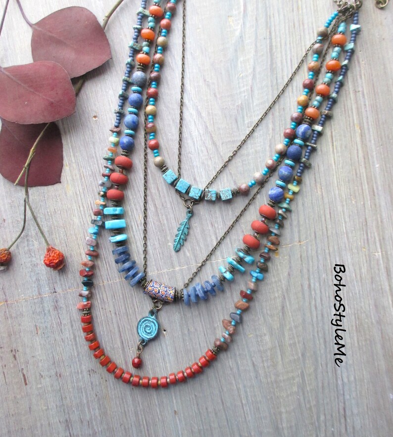 Santa Fe Vibes, Boho Style Me Rustic Turquoise Gemstone Beaded Layering ...