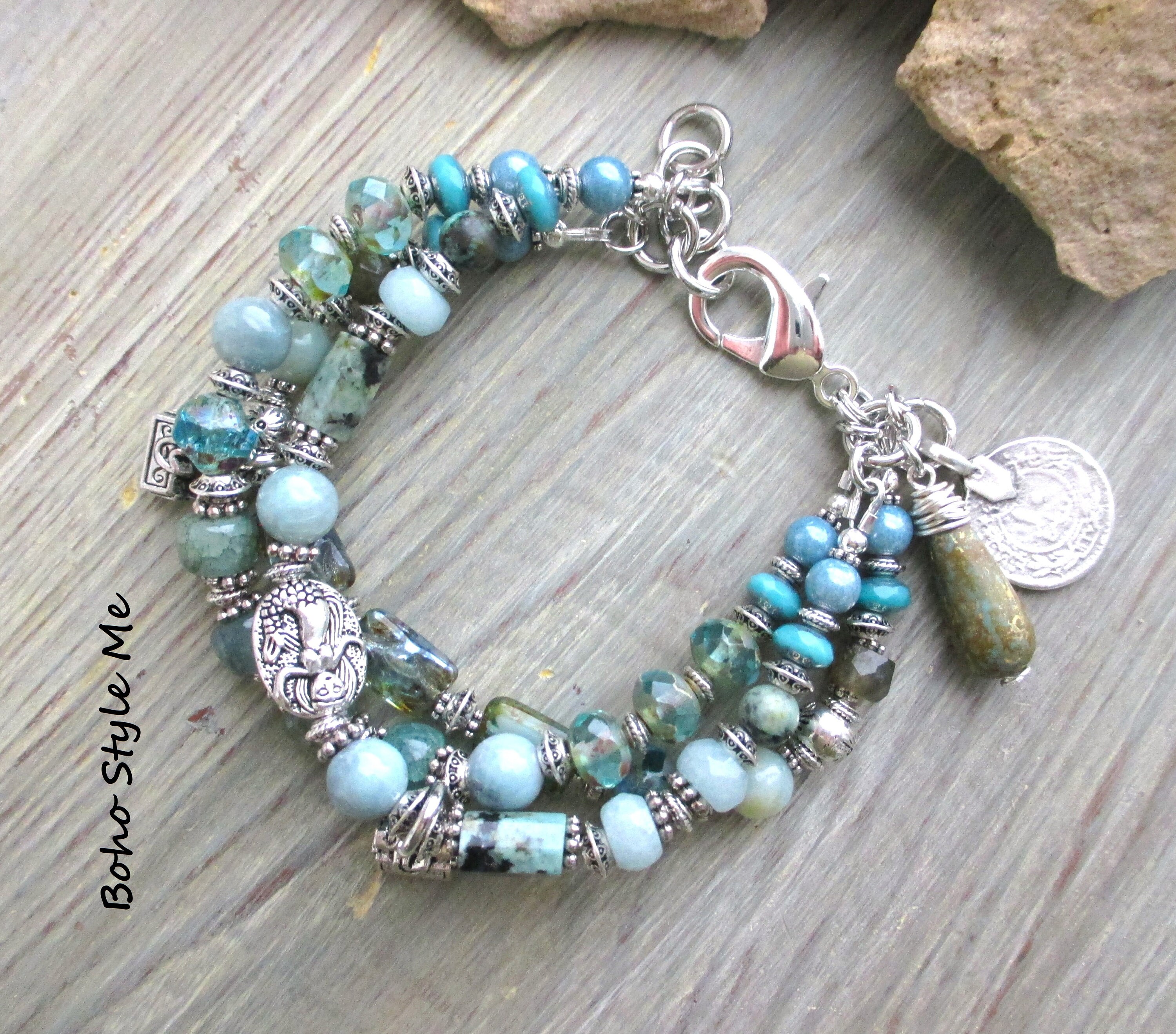Ocean Treasures, Boho Style Me Ocean Colors Beaded Layer Bracelet ...