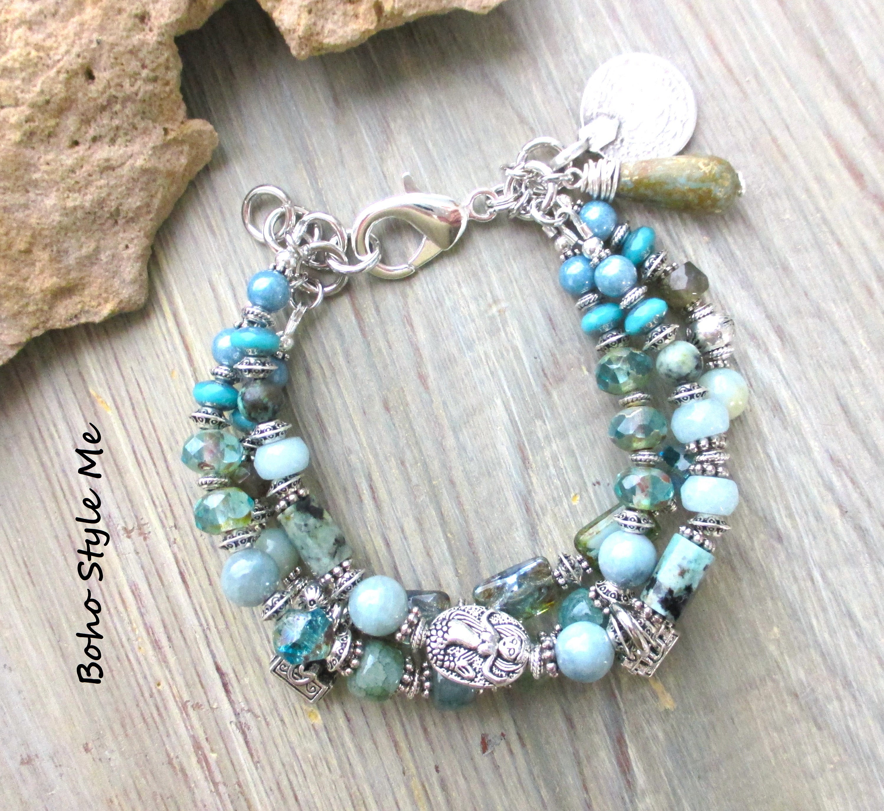 Ocean Treasures, Boho Style Me Ocean Colors Beaded Layer Bracelet ...