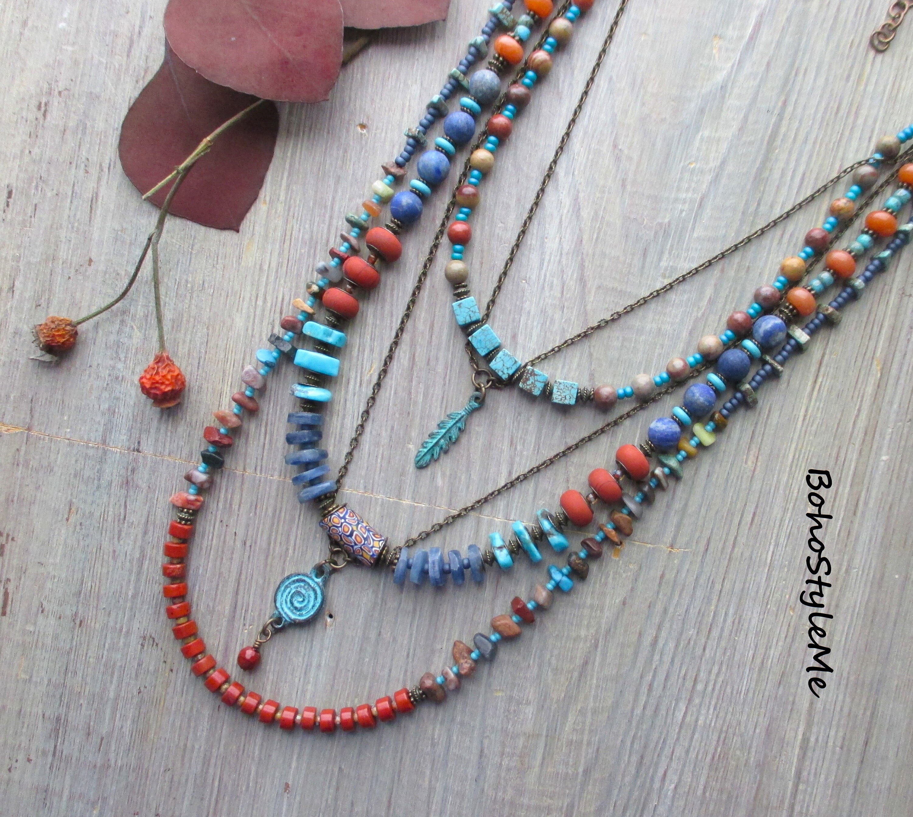 Santa Fe Vibes, Boho Style Me Rustic Turquoise Gemstone Beaded Layering ...