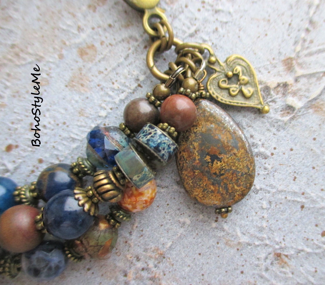 Stone Mountain, Boho Style Me, Rustic Beaded Gemstone Bracelet ...