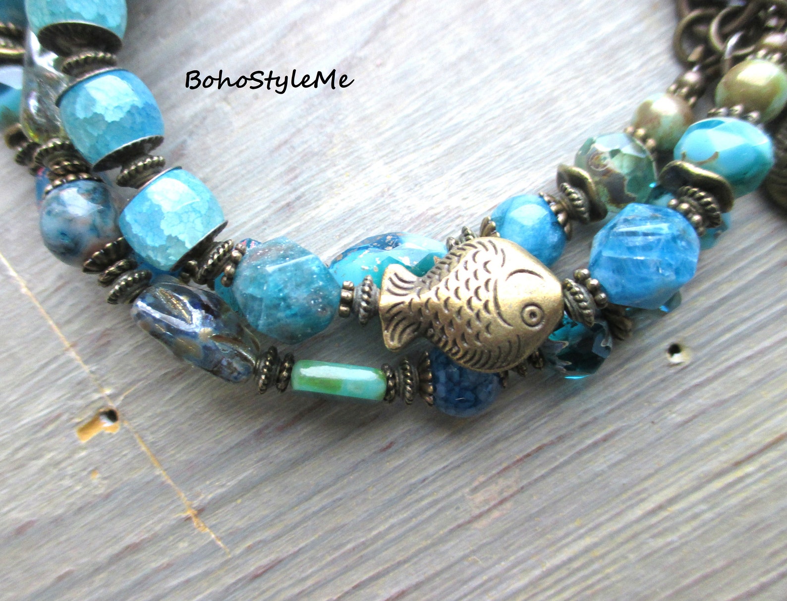 One Fish, Two Fish, Boho Style Me Deep Sea Beaded Brass Fish Bracelet ...