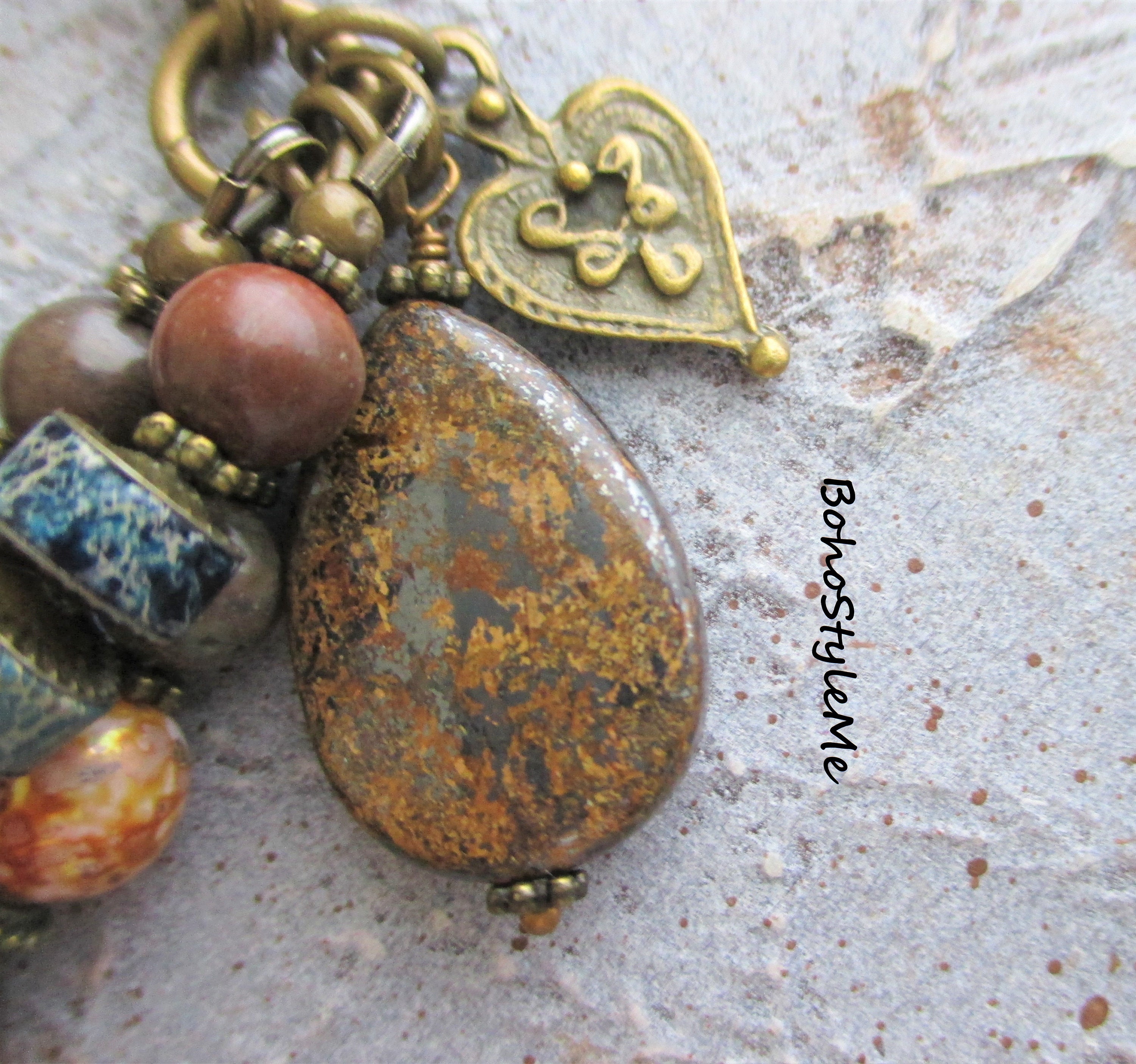 Stone Mountain, Boho Style Me, Rustic Beaded Gemstone Bracelet ...