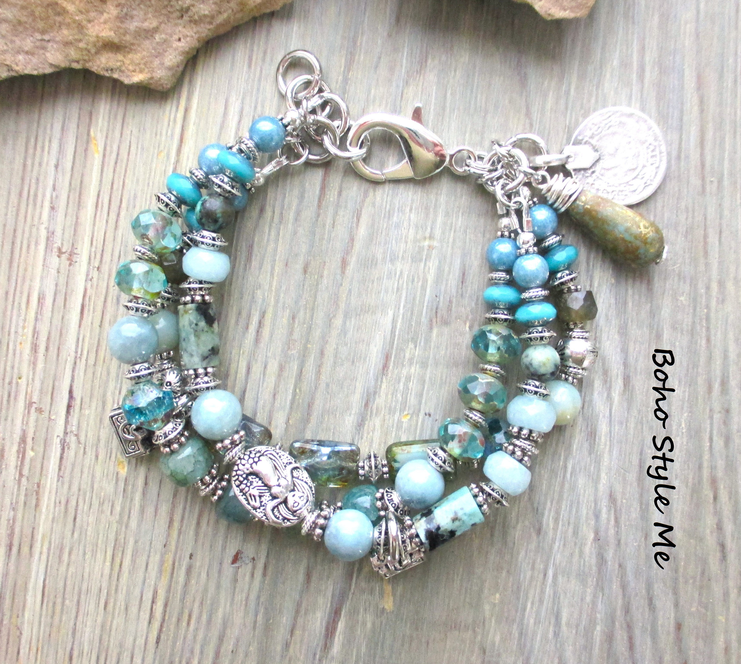 Ocean Treasures, Boho Style Me Ocean Colors Beaded Layer Bracelet ...