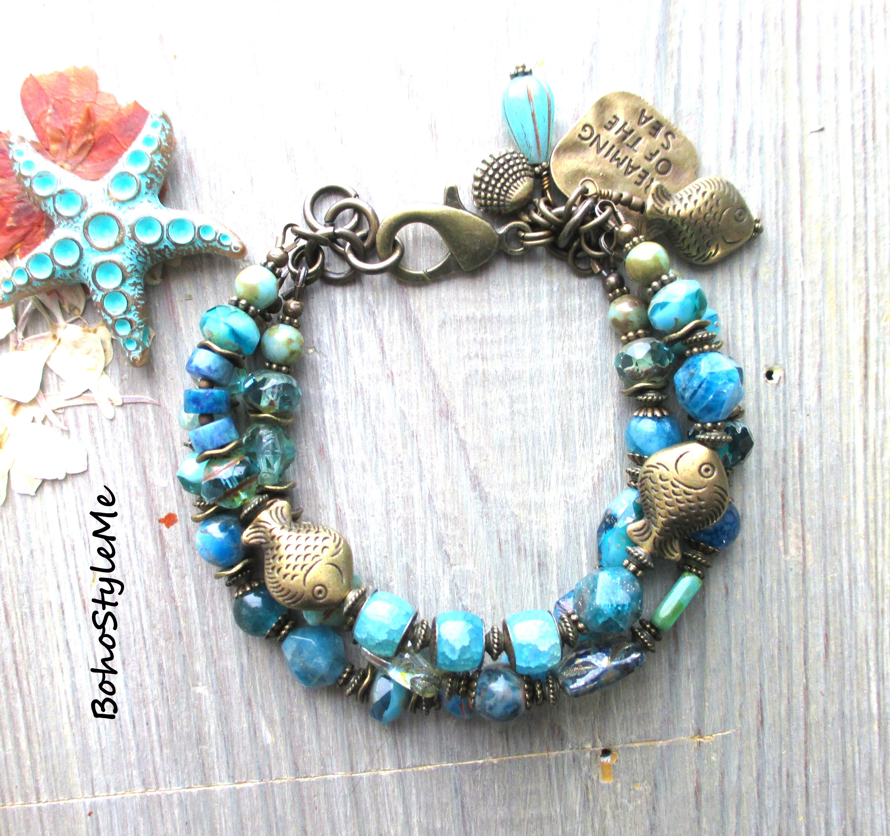 One Fish, Two Fish, Boho Style Me Deep Sea Beaded Brass Fish Bracelet ...