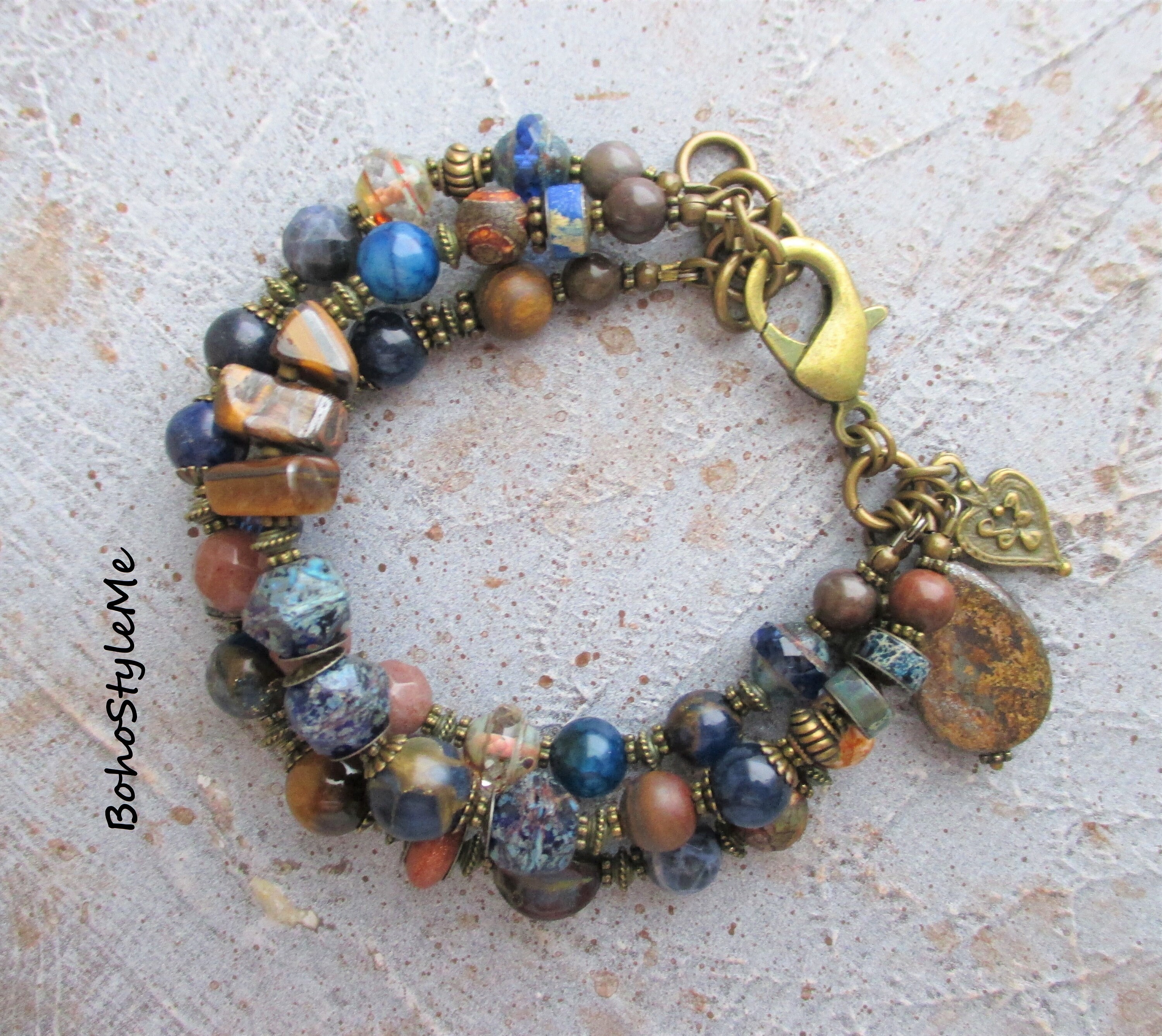 Stone Mountain, Boho Style Me, Rustic Beaded Gemstone Bracelet ...