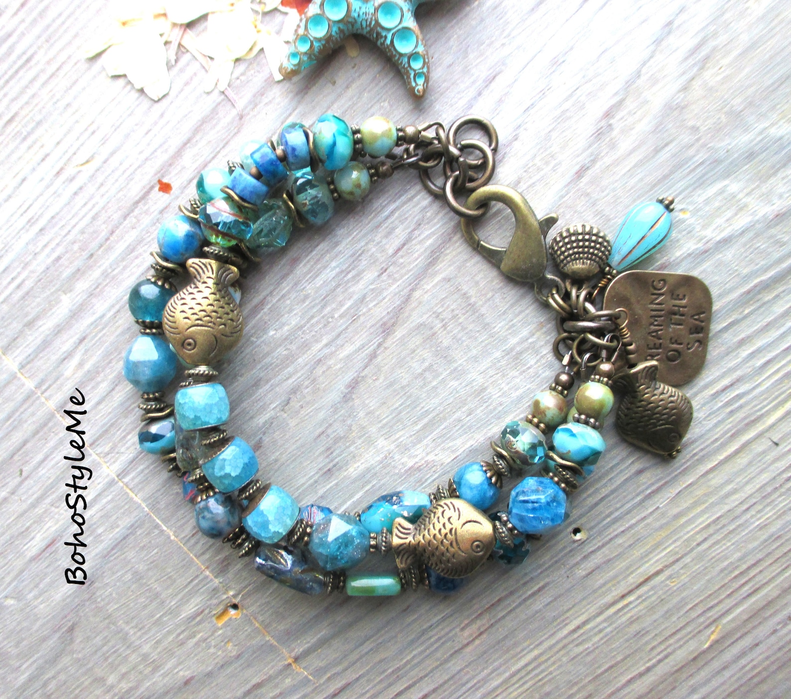 One Fish, Two Fish, Boho Style Me Deep Sea Beaded Brass Fish Bracelet ...