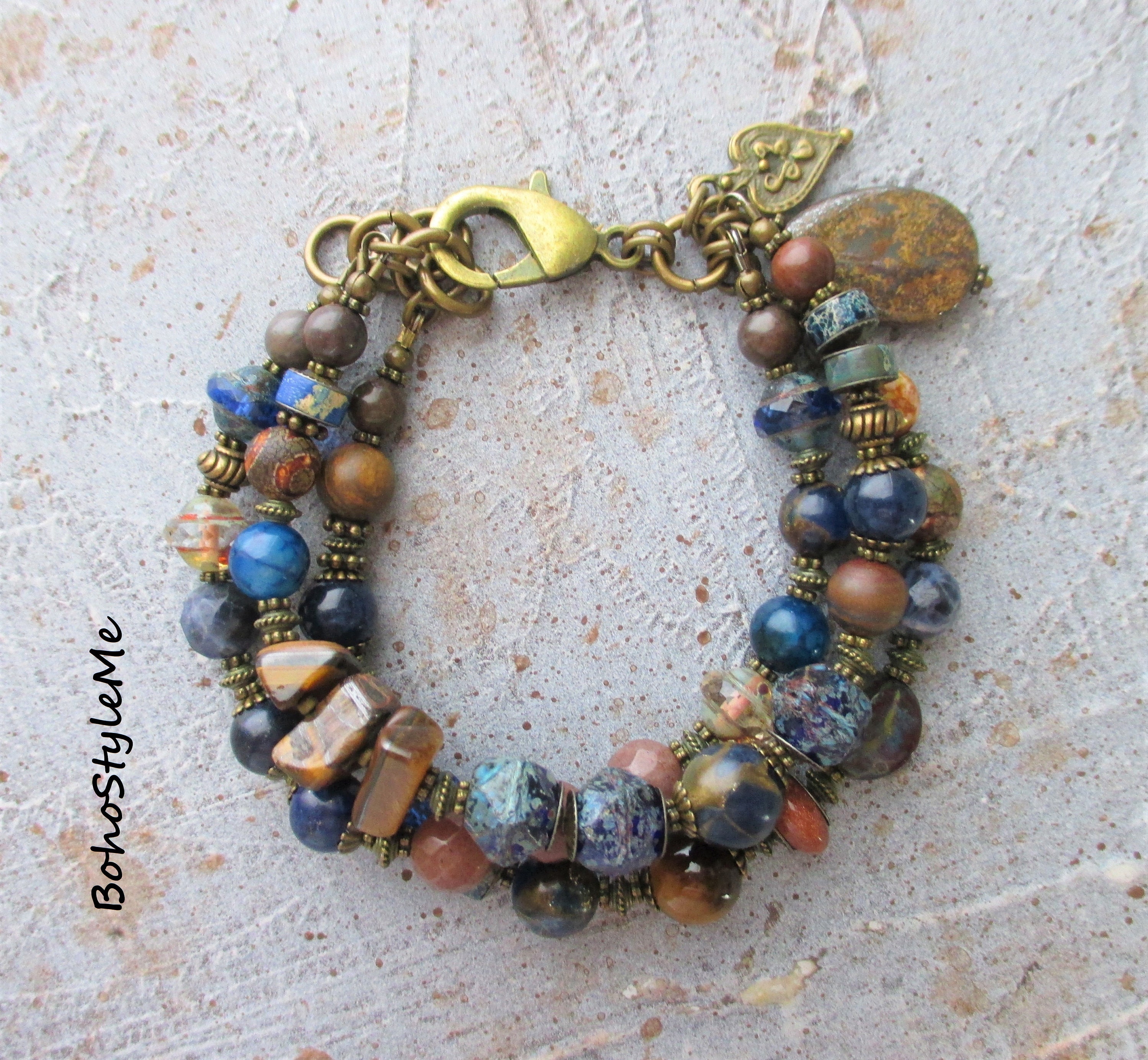 Stone Mountain, Boho Style Me, Rustic Beaded Gemstone Bracelet ...