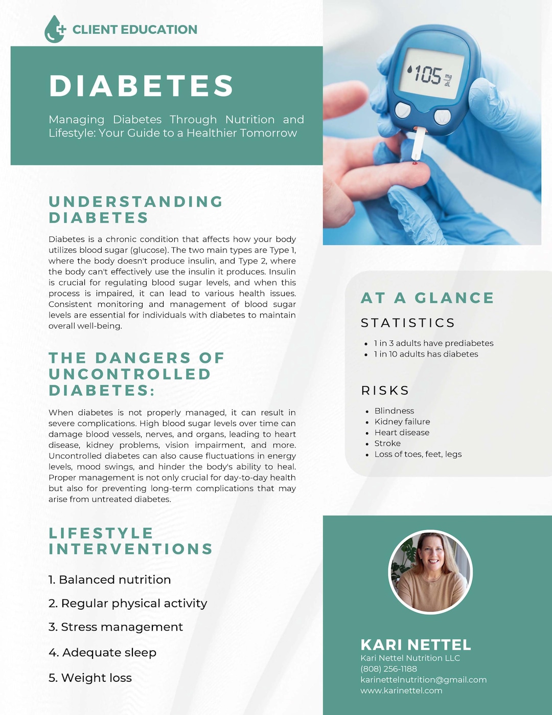 Diabetes Education Client Handout - Etsy