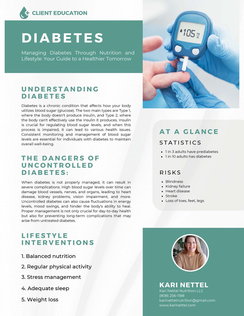 Diabetes Education Client Handout - Etsy