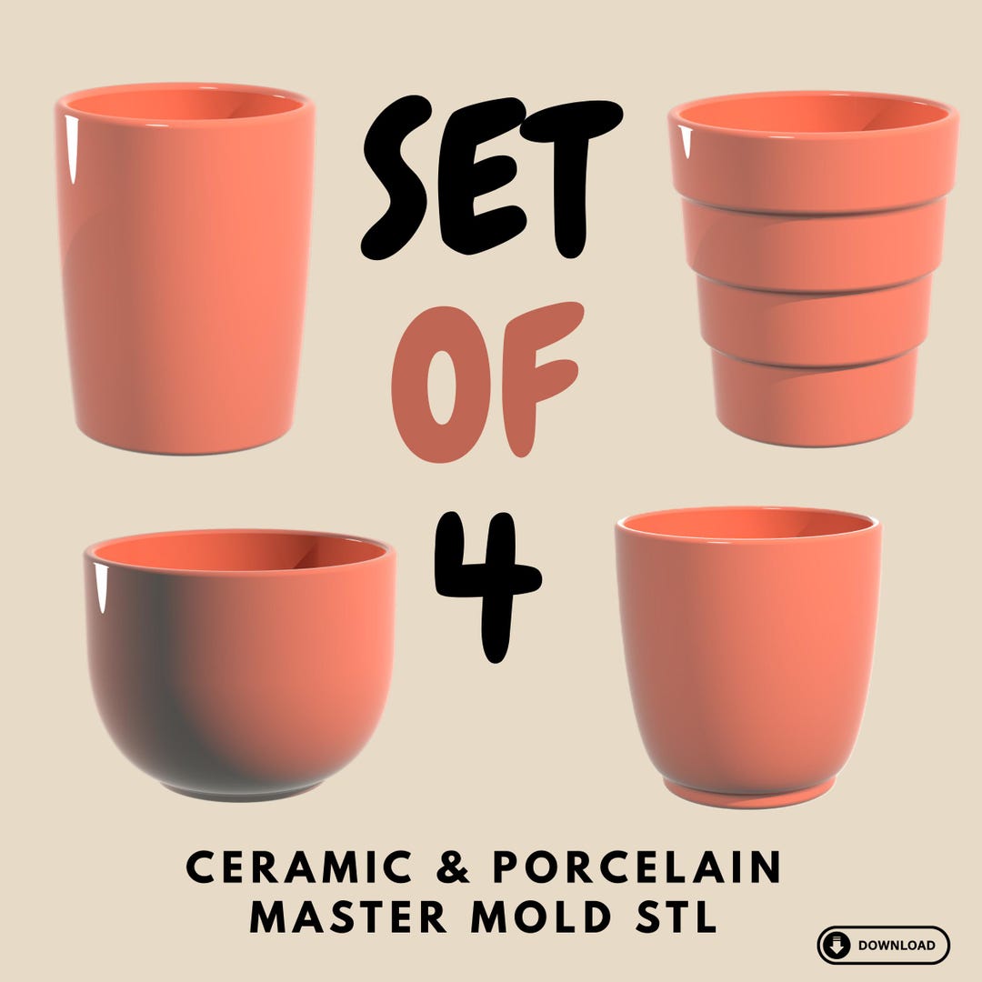 Ceramic Cup Master Molds: 4 Popular Designs, STL Files (3D Printing) - Etsy