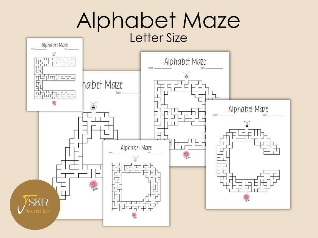 Fun Alphabet Mazes for Kids Printable, Alphabet Maze Activities, Letter ...