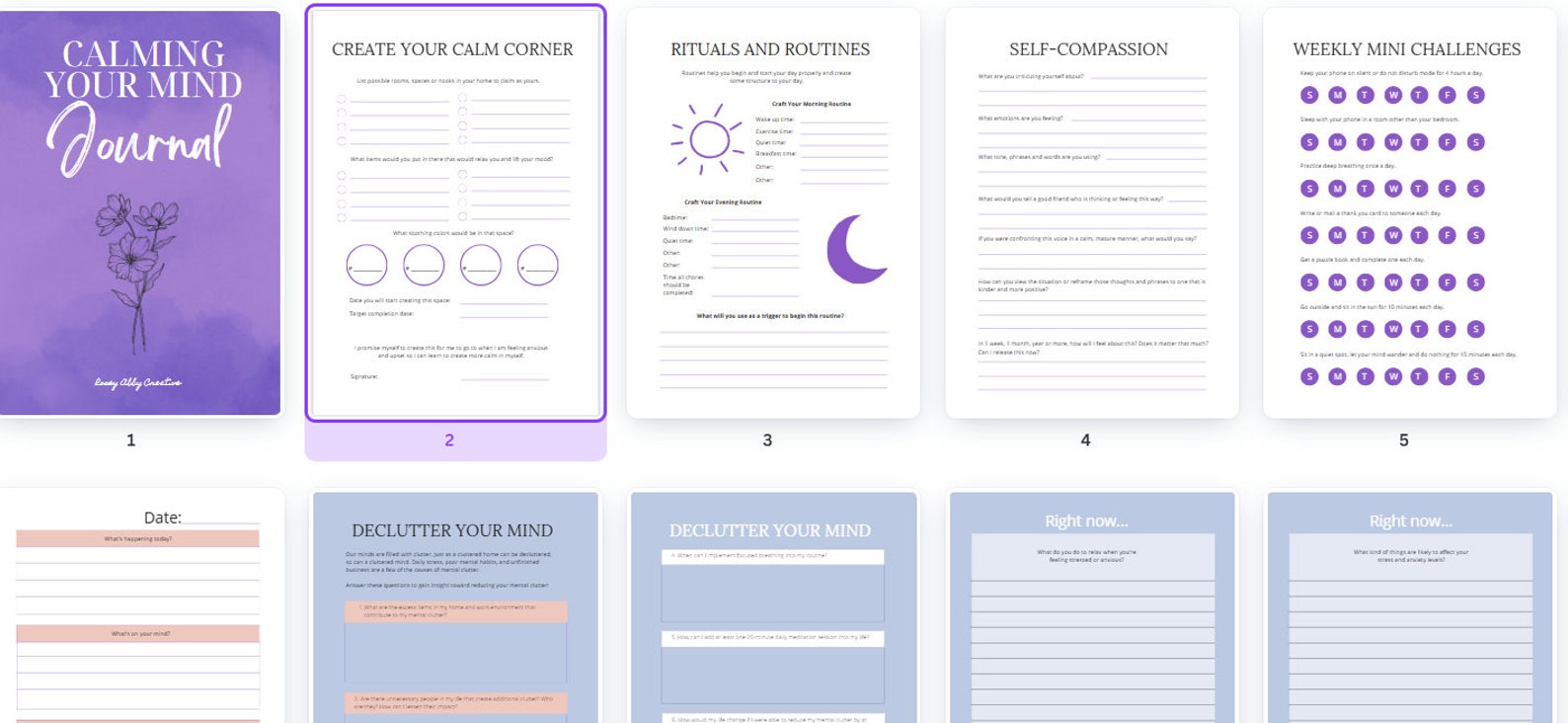 Calming Your Mind Journal - Etsy