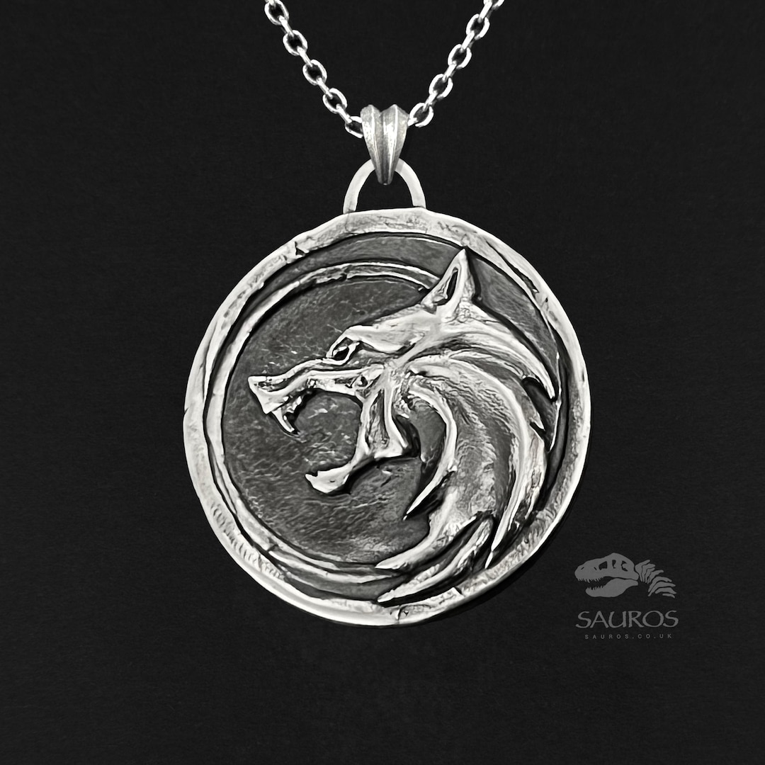 The Witcher Medallion, Wolf Necklace. Sterling Silver Witcher Pendant ...