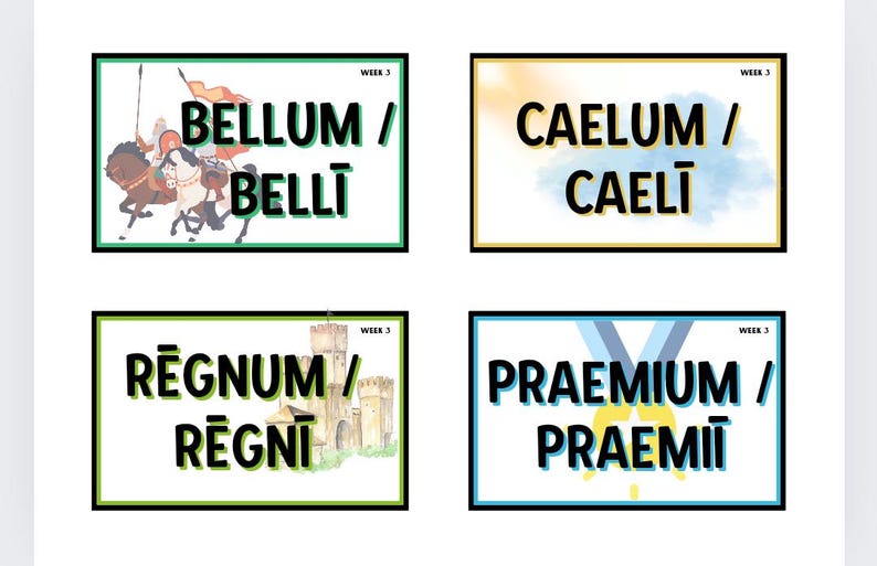 LATIN FLASHCARDS - CHALLENGE A - Full Year (weeks 1-30) - Henle Latin ...