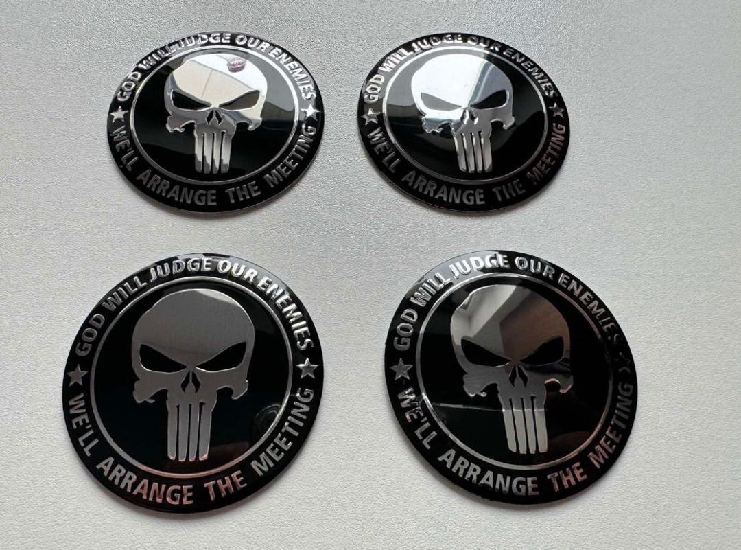 Set of 4 Black 56mm (2.20 Inch) Wheel Center Hub Cap Stickers Skull ...