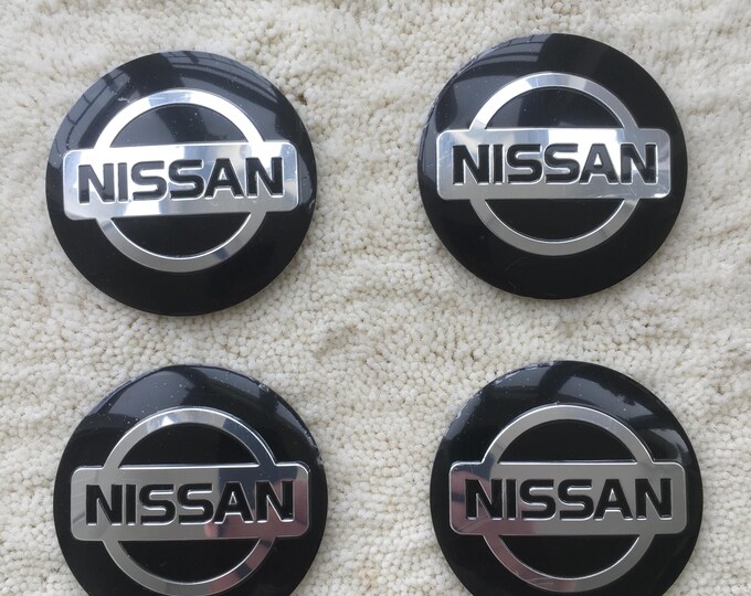 Set of 4 Black 56mm 2.20 Inch Wheel Center Hub Cap Stickers for Nissan ...