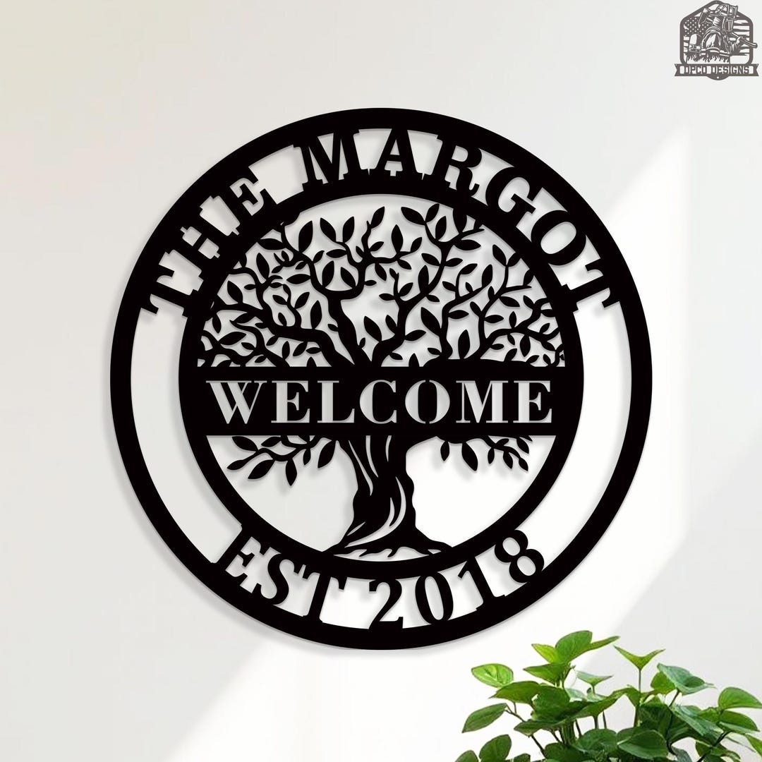 Custom Welcome Family Tree of Life Name Sign,personalized Metal Wall ...