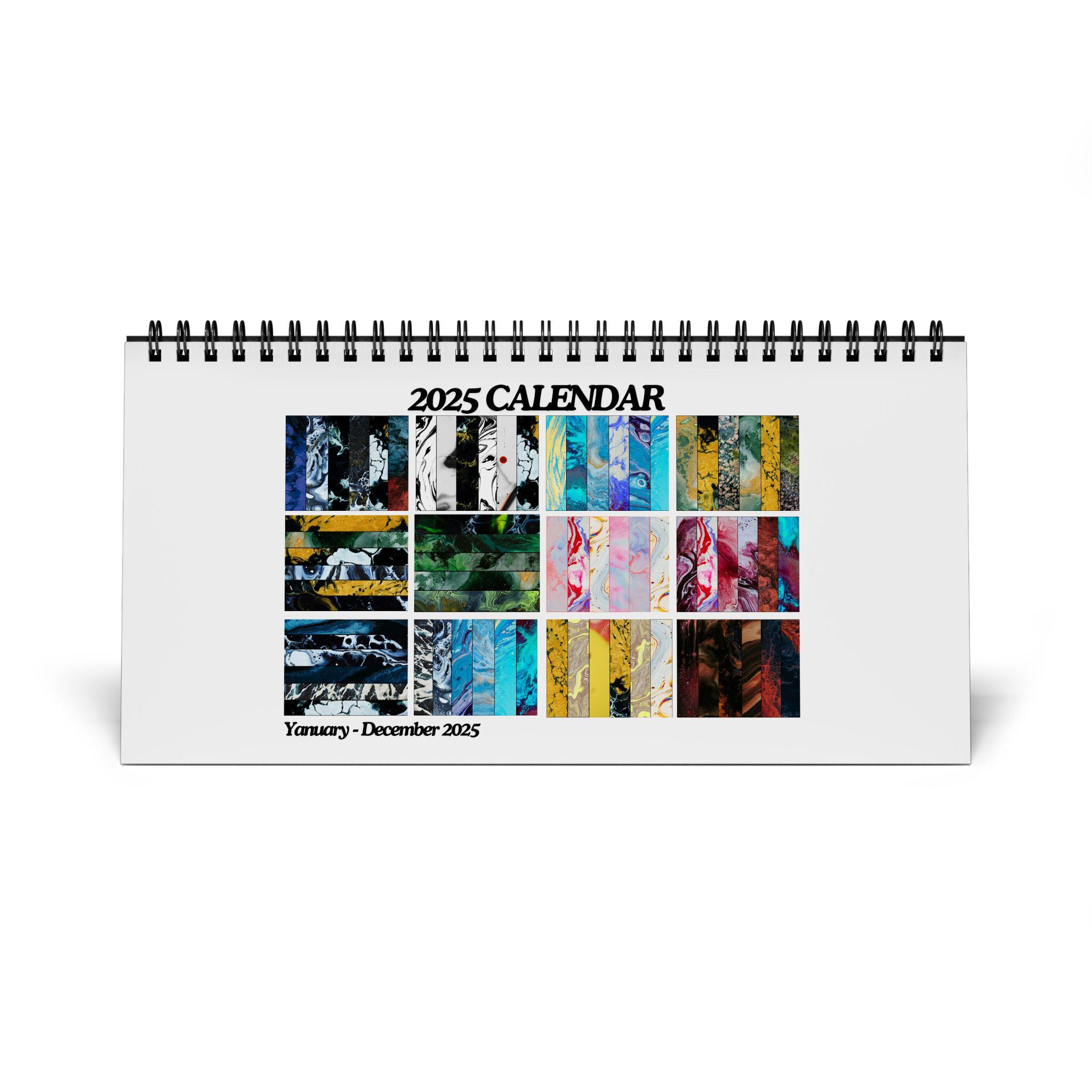 Artistic Desk Calendar 2025 Grid With Unique Collage Art for Each Month ...