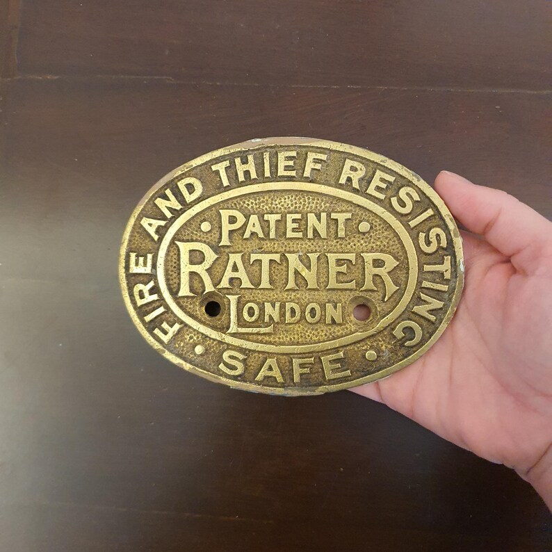 Antique Brass Plaque Thief Resisting – Ratner London Banker’s Safe ...