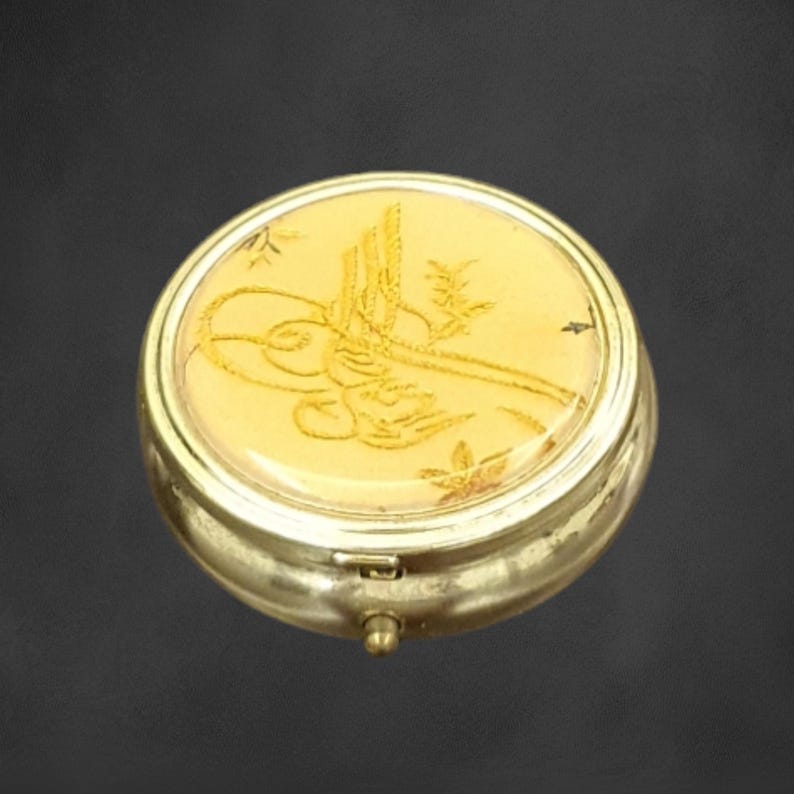 Vintage Pill Box – Gold Tone Metal Pill Box – Retro Medicine Case ...