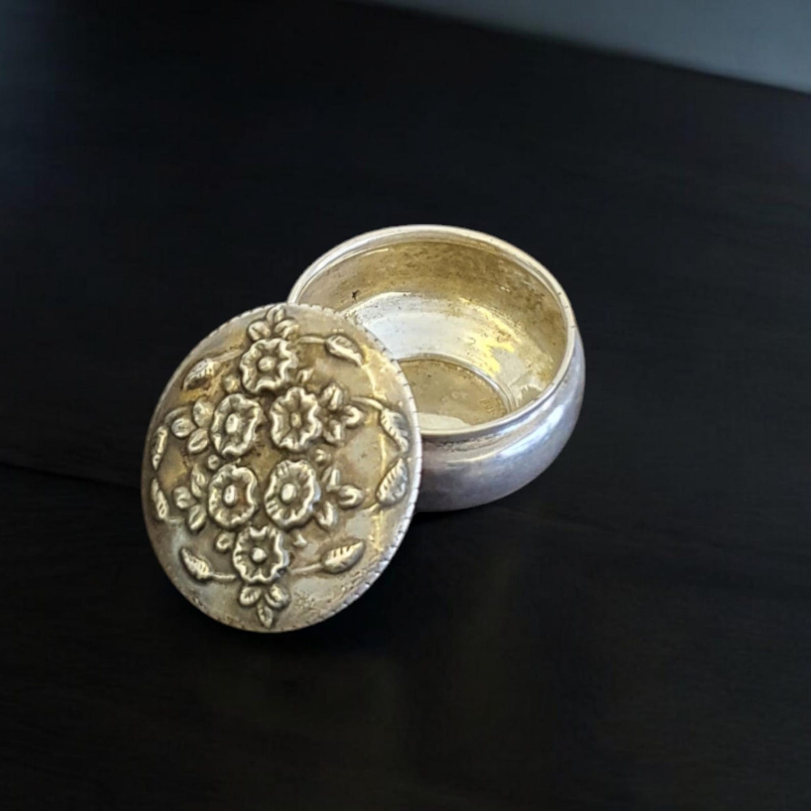 Vintage Silver Pill Box With Floral Design – Sterling Silver 900 Pill ...