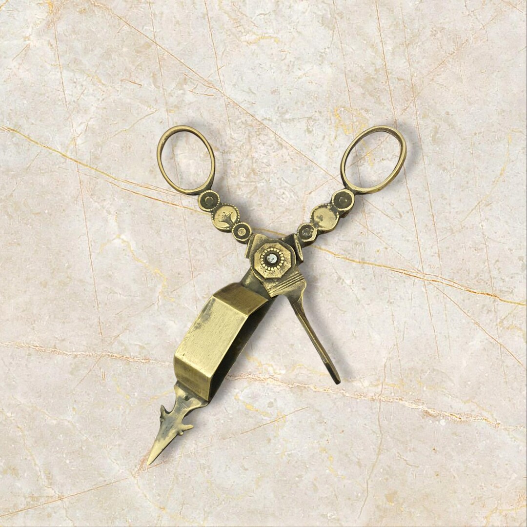 Vintage Brass Candle Snuffer Scissors - Handcrafted Brass Wick Snuffer ...