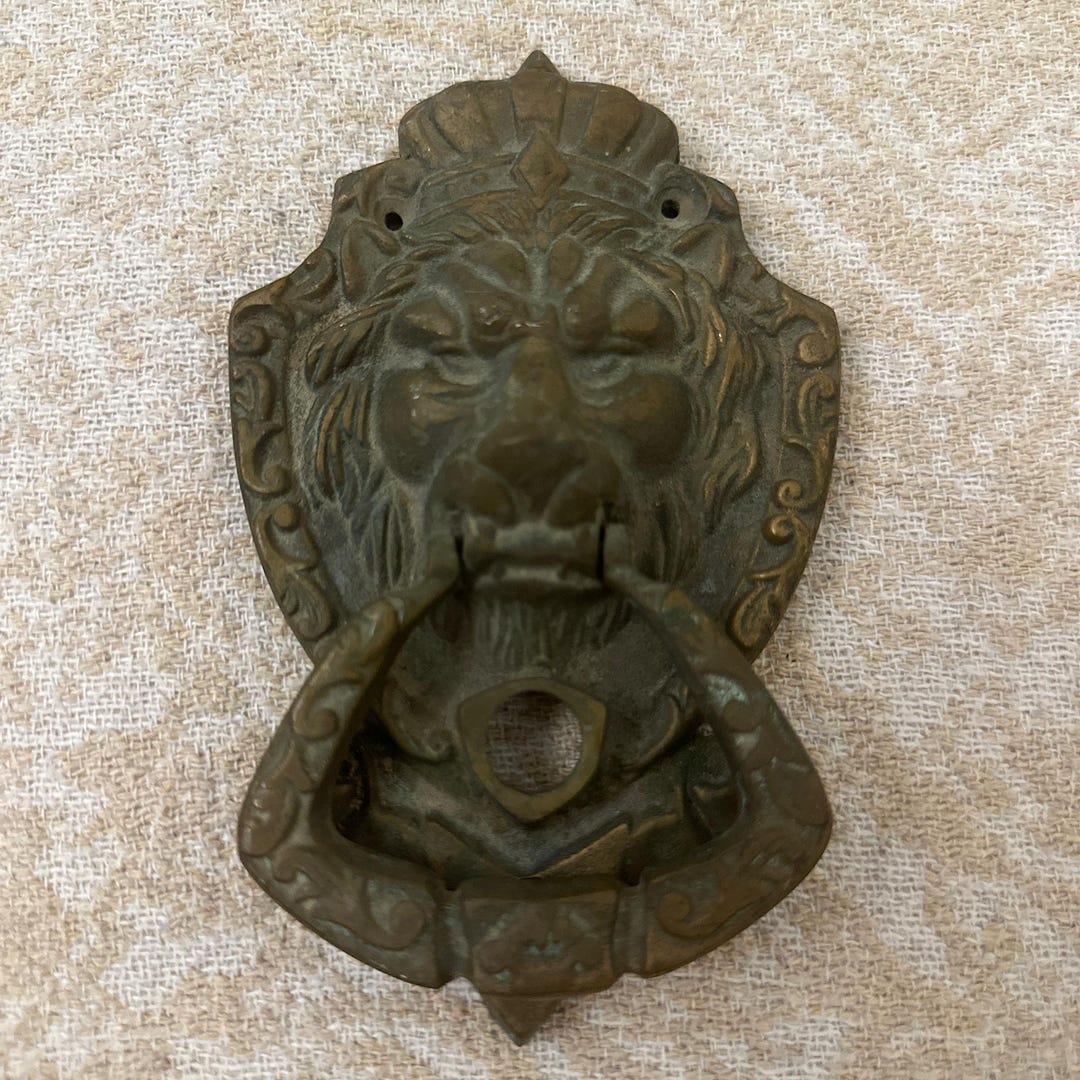 Antique Brass Lion Head Door Knocker – Rustic Door Bell - Unique ...