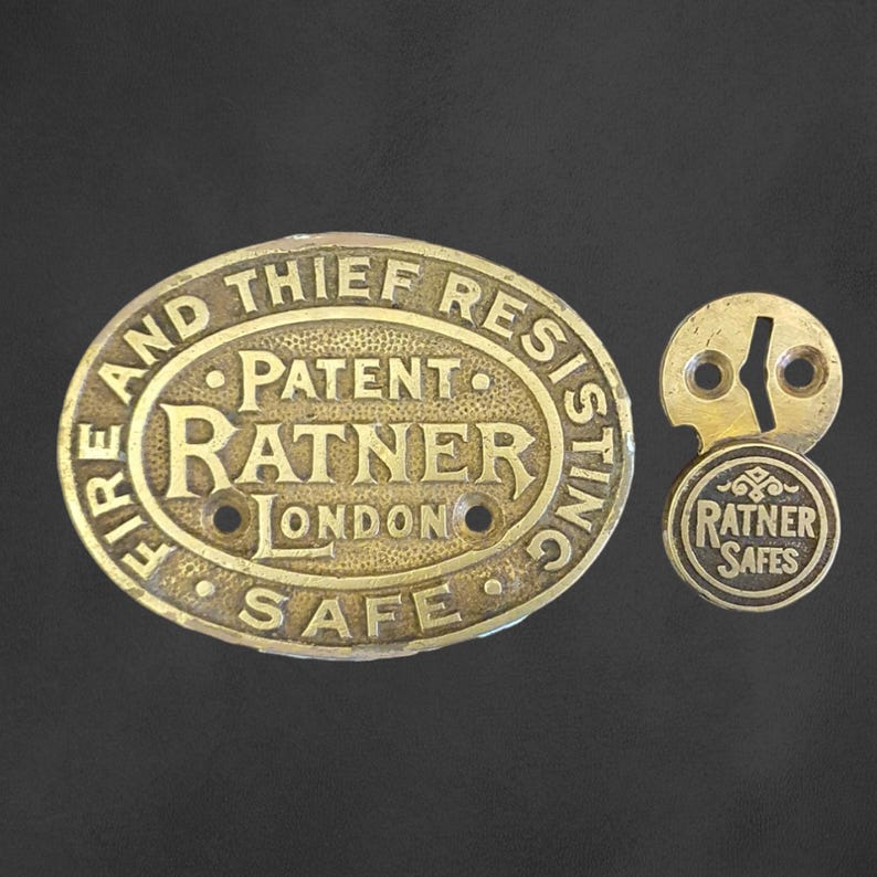 Antique Brass Plaque Thief Resisting – Ratner London Banker’s Safe ...