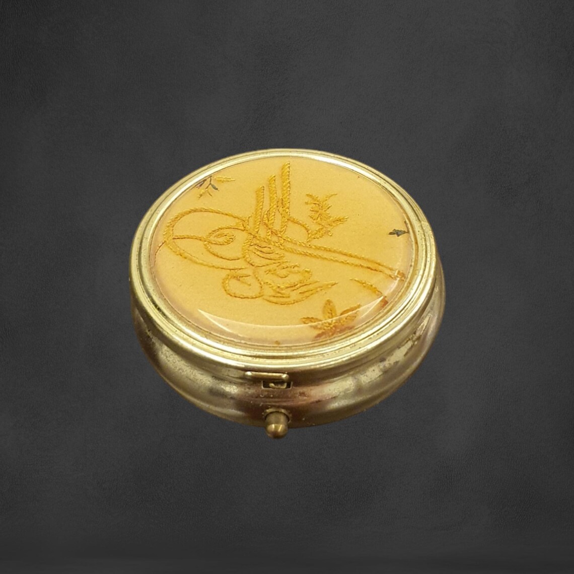 Vintage Pill Box – Gold Tone Metal Pill Box – Retro Medicine Case ...