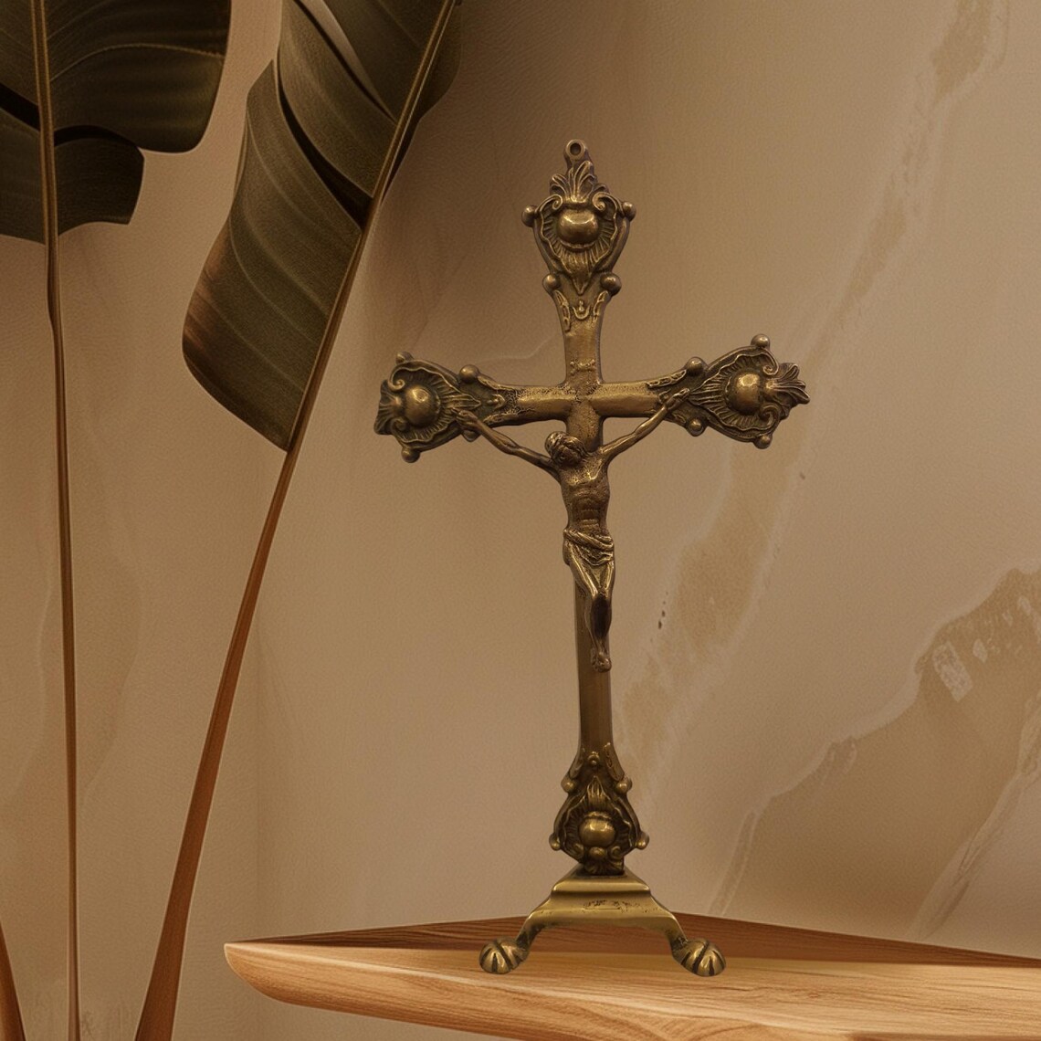 Antique Brass Holy Crucifix Wall Decor – Handmade Church Christ Altar ...