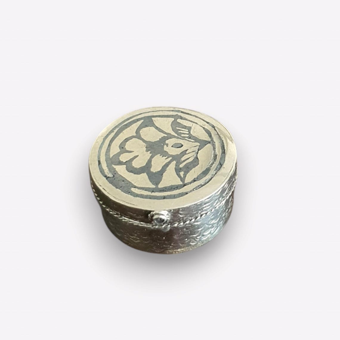 Vintage Silver Pill Box With Niello Design – Silver 800 Round Pill Box ...