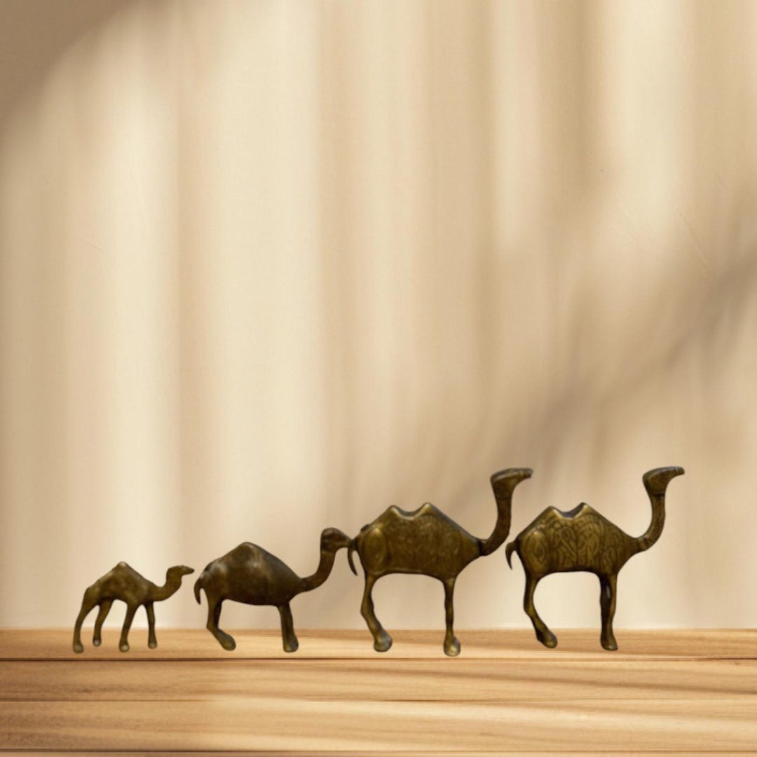 Miniature Brass Camels Set of 5 - Handcrafted Collectible Tiny Animal ...