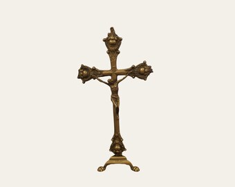 Antique Brass Holy Crucifix Wall Decor – Handmade Church Christ Altar ...