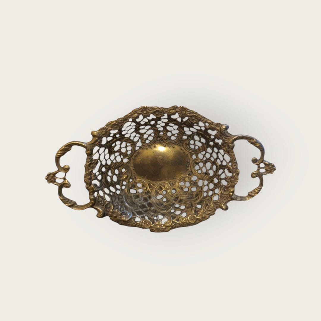 Vintage Sugar Bowl, Filigree Design - Antique Brass Sugar Bowl ...